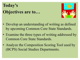 Writing in the Common Core | PPTX