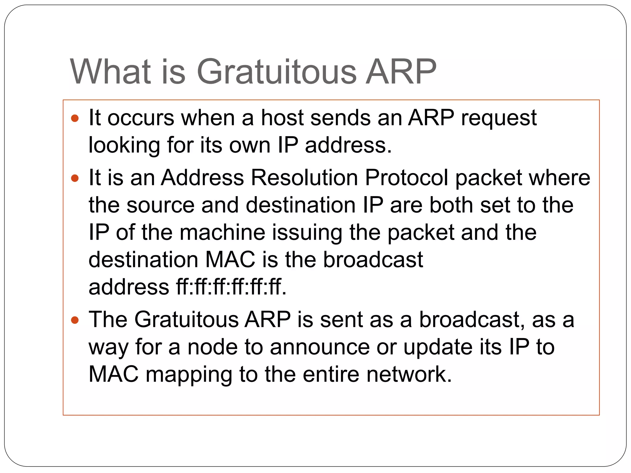 Gratuitous Address Resolution Protocol(G-ARP) | PPTX