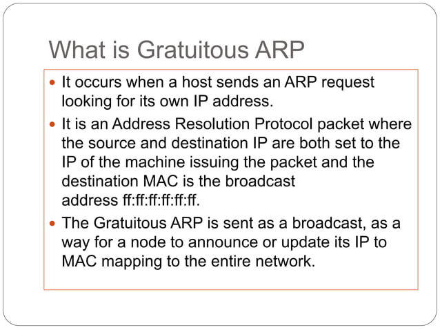 Gratuitous Address Resolution Protocolg Arp Pptx Computer Networking Computing