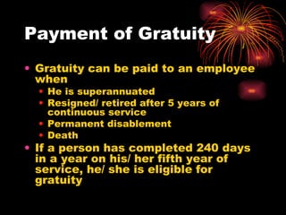 Gratuity | PPT | Personal Taxes | Personal Finance