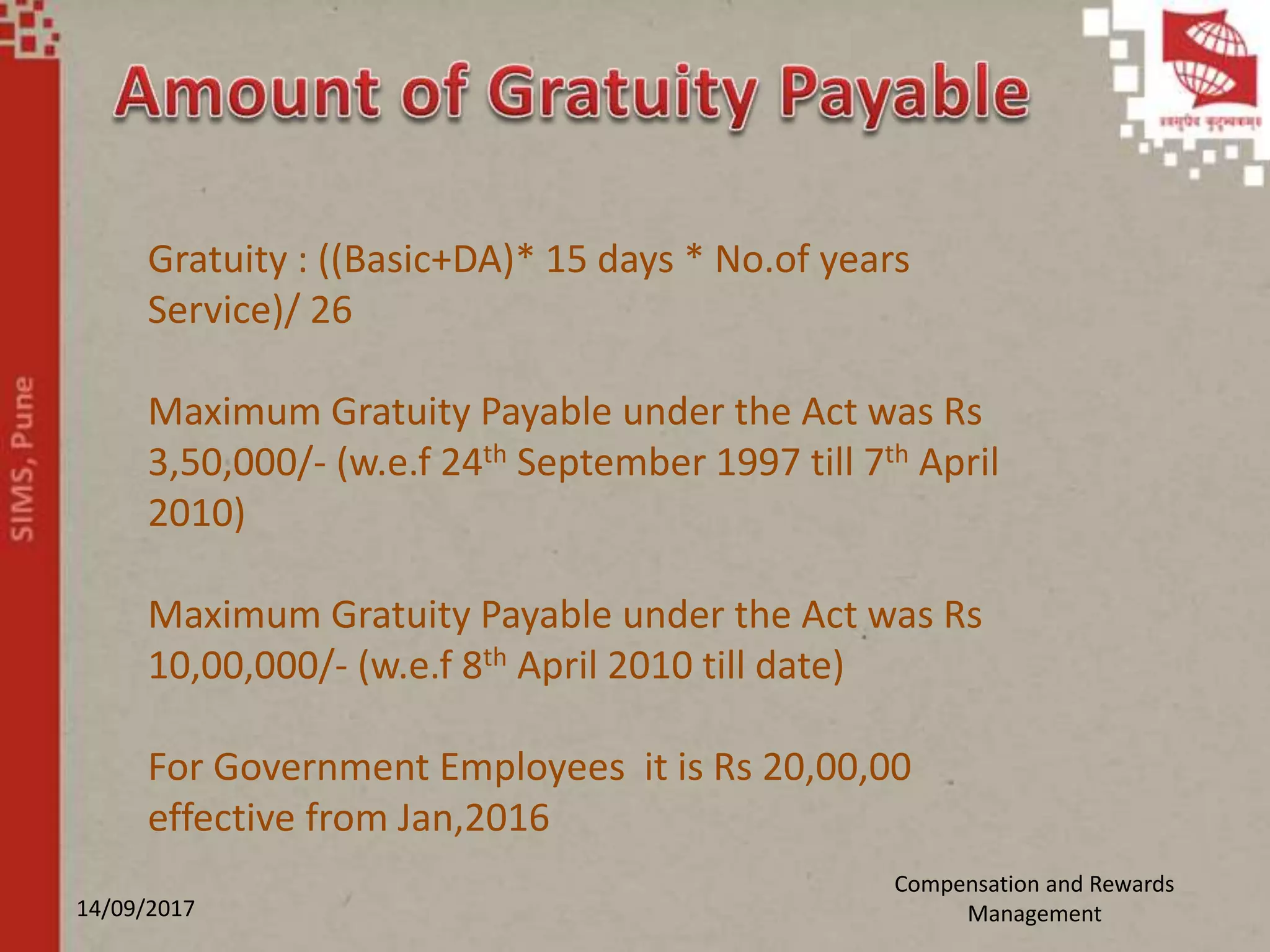 Gratuity Act,1972 | PPT