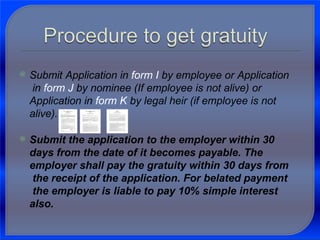 payment of gratuity act and its provisions | PPTX