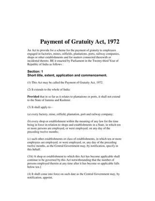 Gratuity act with amendment | PDF