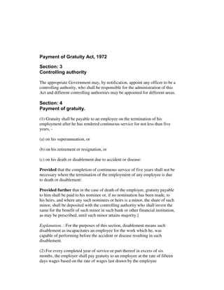 Gratuity act with amendment | PDF