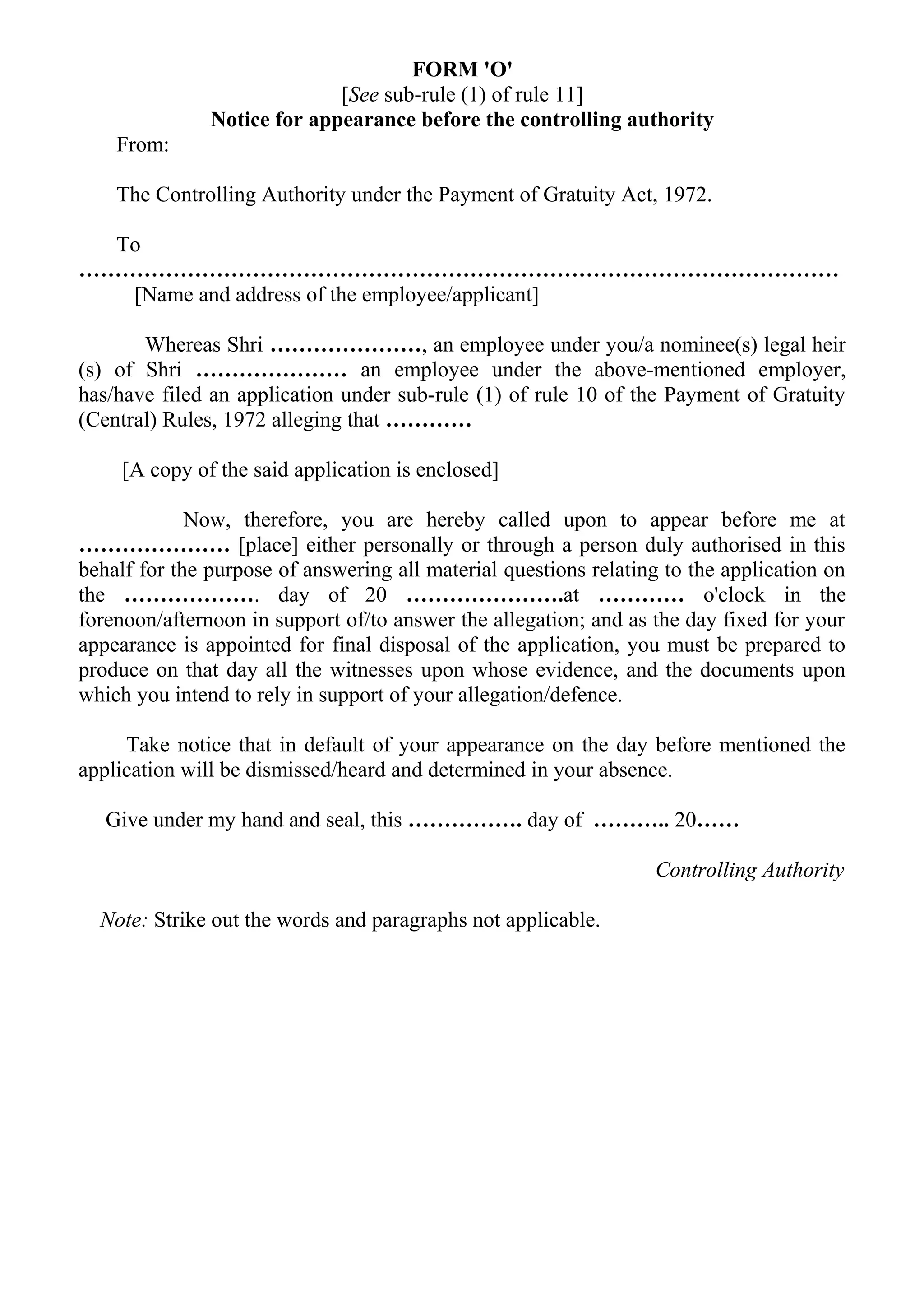 Gratuity forms | DOC