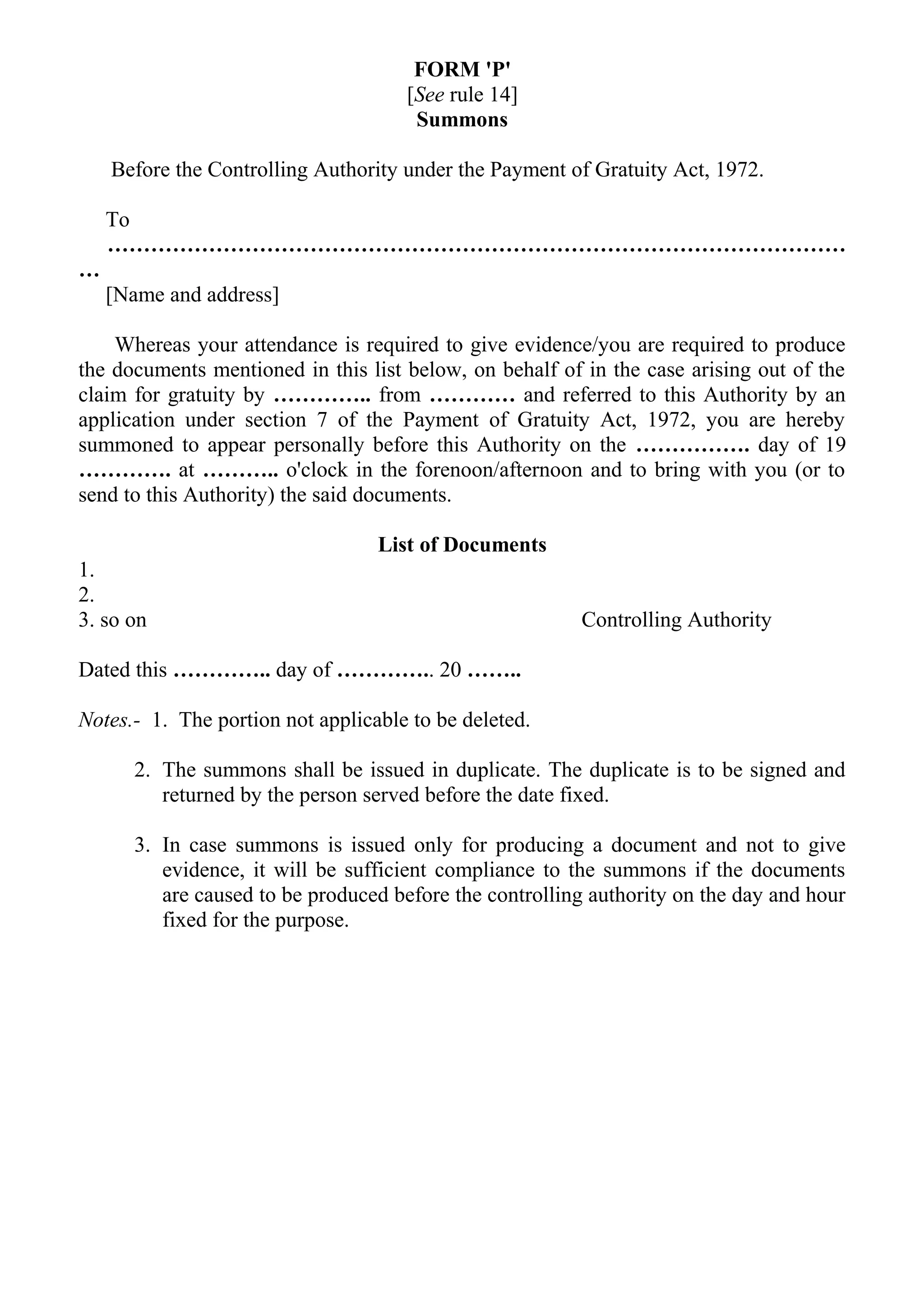 Gratuity forms | DOC