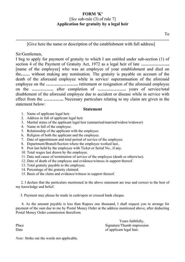 Gratuity forms | DOC | Resume Writing and Advice | Job Search