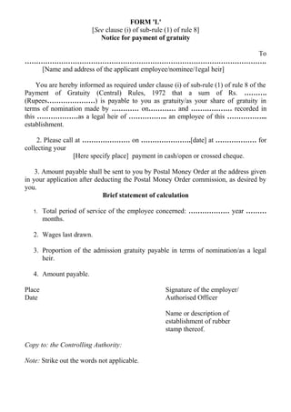 Gratuity forms | DOC