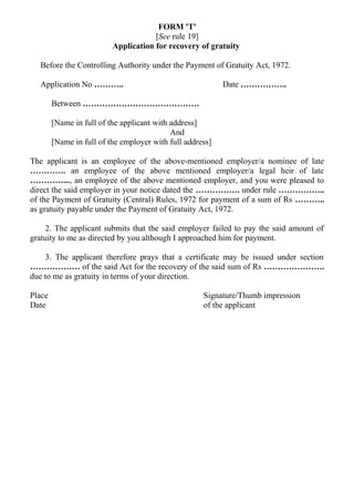 Gratuity forms | DOC