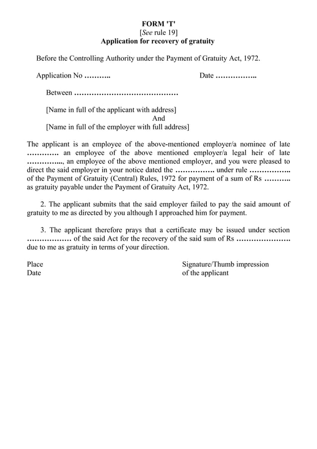 Gratuity forms | DOC | Resume Writing and Advice | Job Search