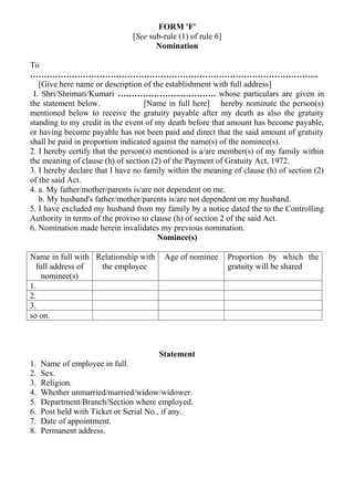 Gratuity forms | DOC