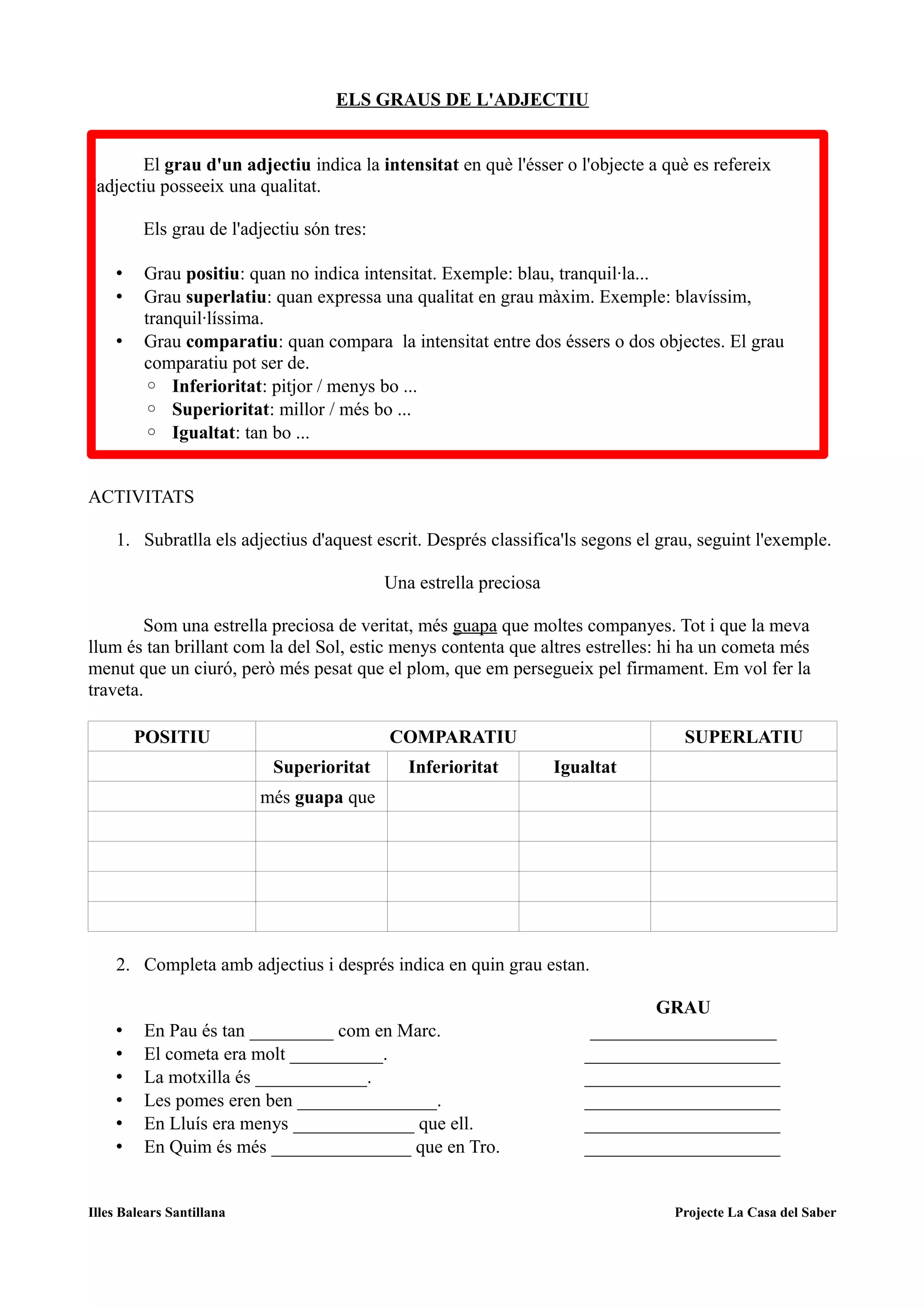 Graus adjectiu | PDF