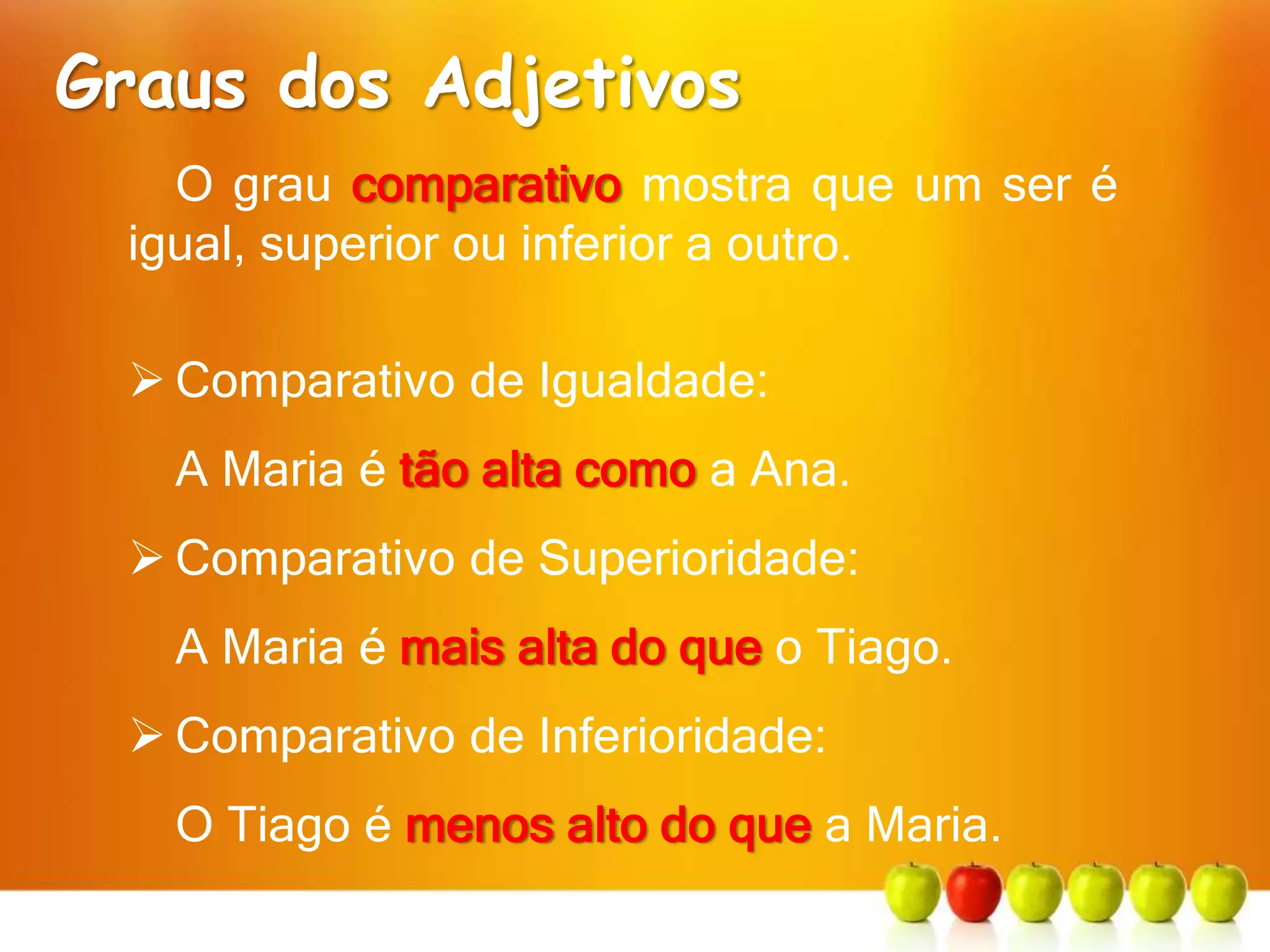 Graus dos adjetivos portugues para estrangeiros | PPTX