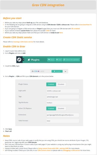 Tutorial for Grav CDN setting | PDF