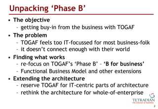 Unpacking TOGAF's 'Phase B': Business Transformation, Business ...
