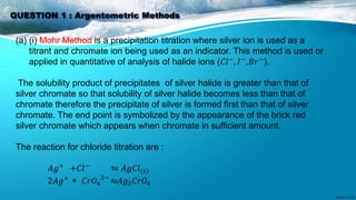Gravimetric Methods of Analysis & PRECIPITATION titrimetry | PPTX
