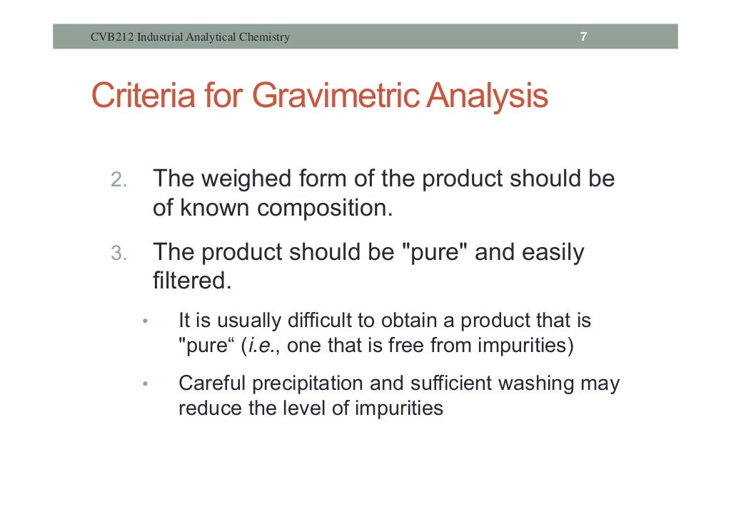 Gravimetric analysis