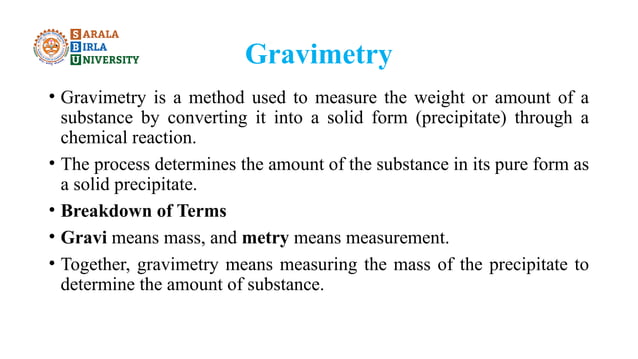 Gravimetric Analysis full notes B Pharm 1sem | PPTX