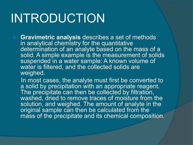 Gravimetric method | PPTX | Chemistry | Science