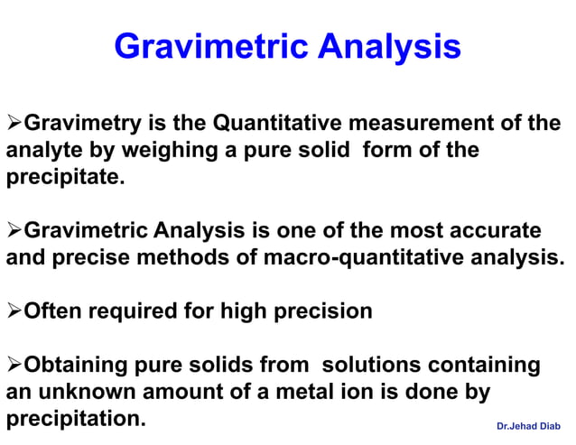 Gravimetric methods of analysis [compatibility mode] | PDF | Chemistry | Science