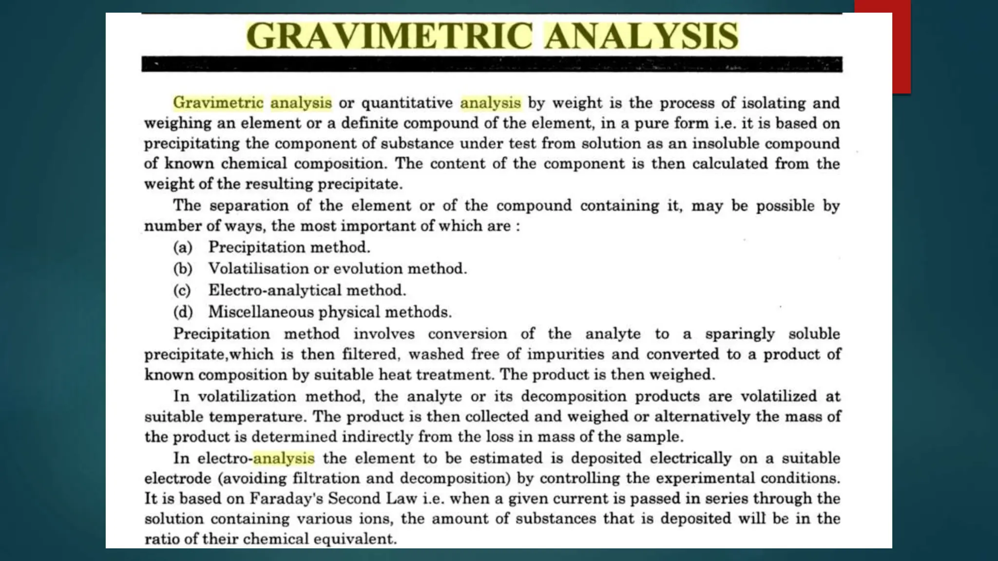 Gravimetric Analysis (Gravimetric Titration) | PPTX