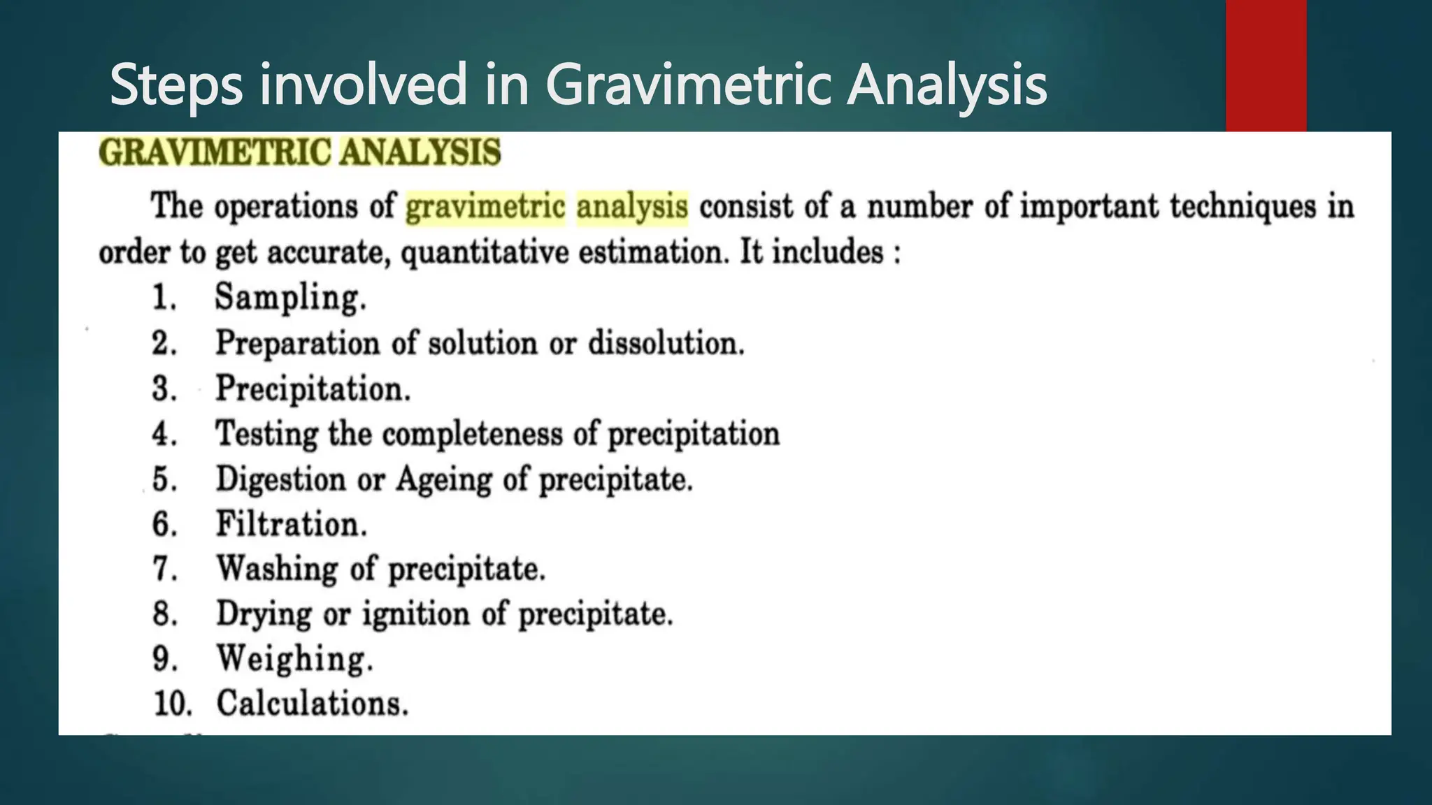 Gravimetric Analysis (Gravimetric Titration) | PPTX