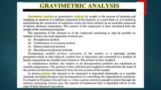 Gravimetric Analysis (Gravimetric Titration) | PPTX