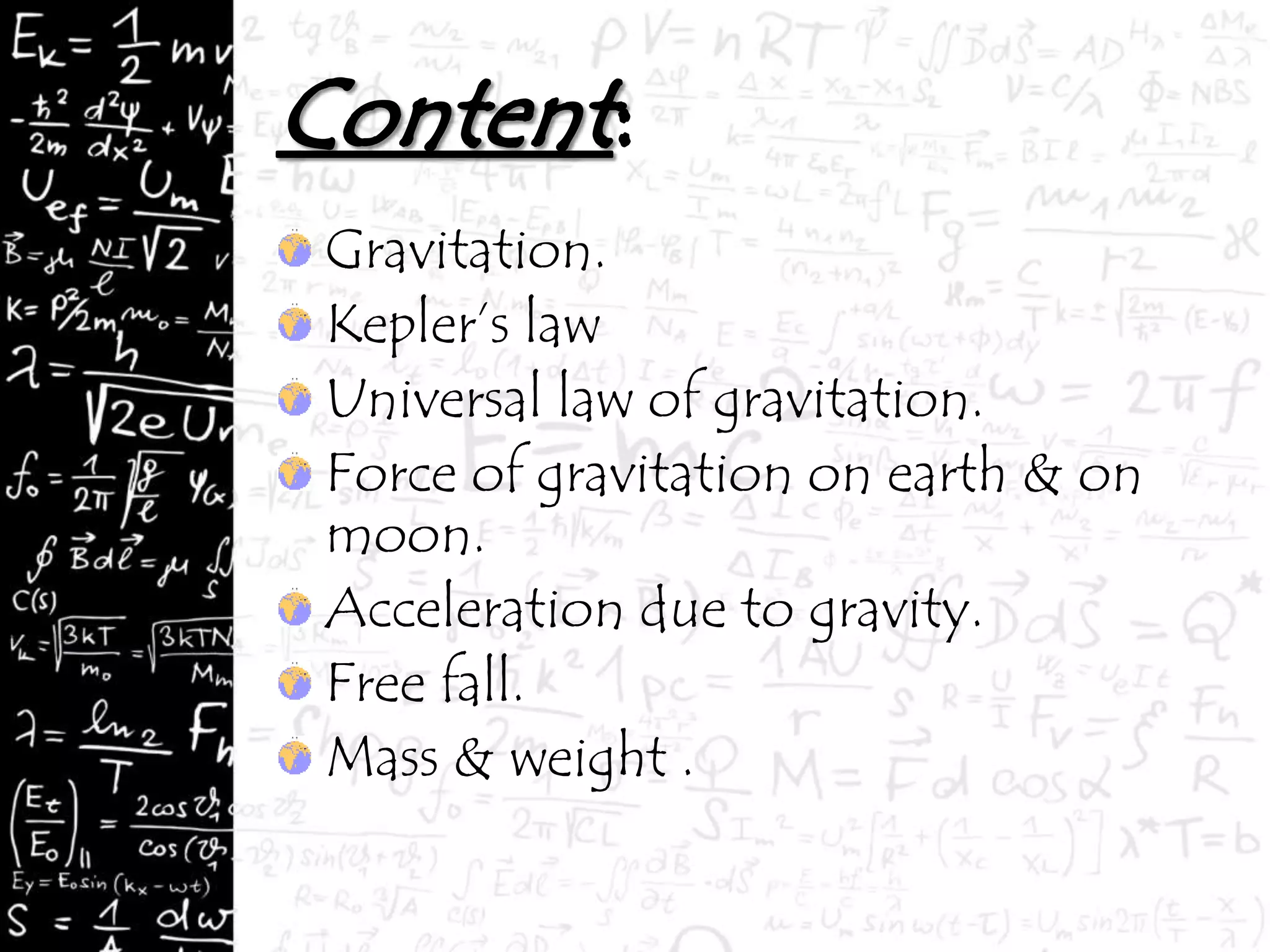 Presentation on gravitation for class 9th | PPTX