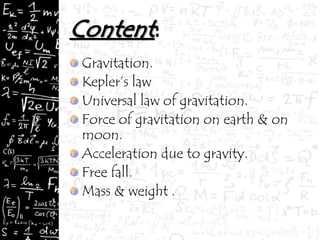 Presentation on gravitation for class 9th | PPTX