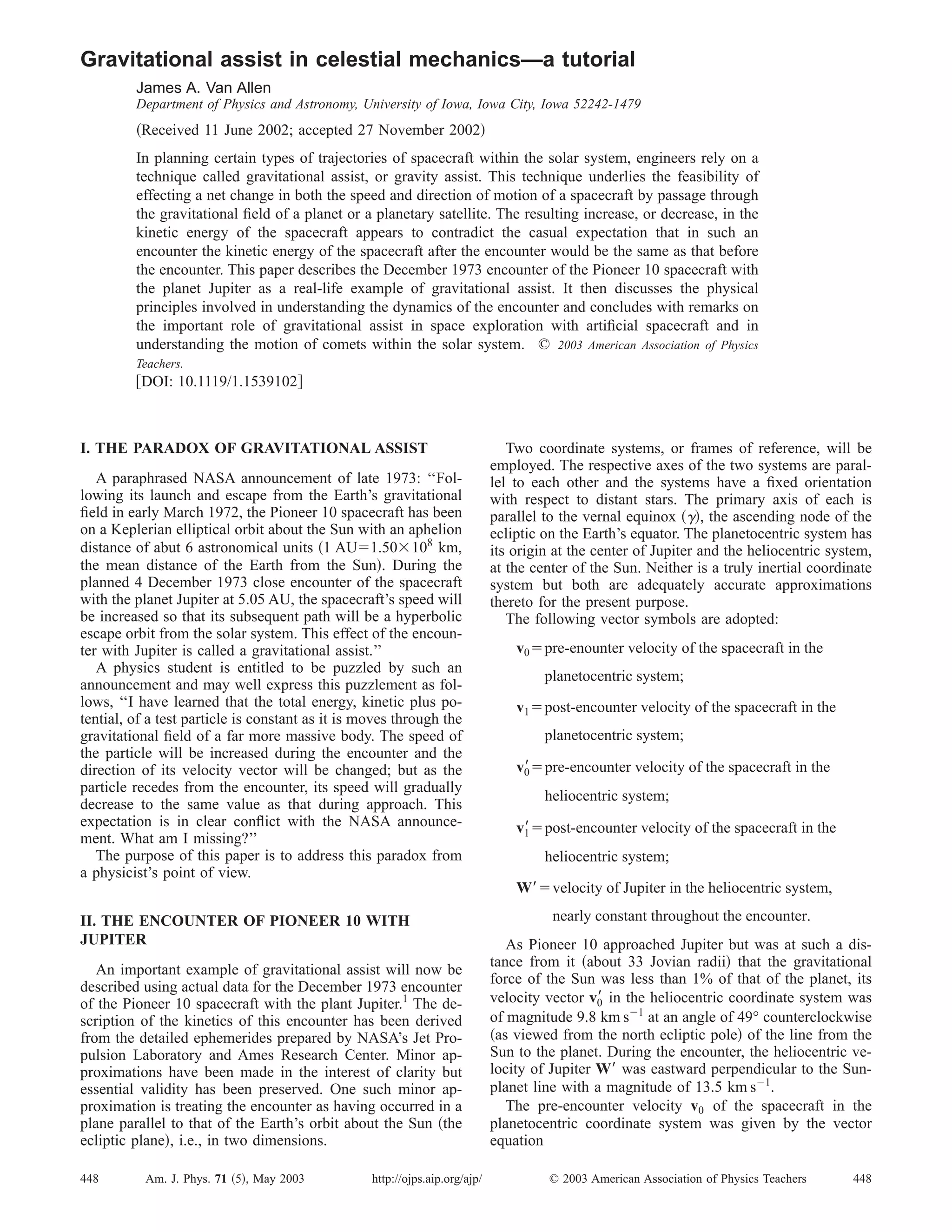 Gravitational assist + | PDF