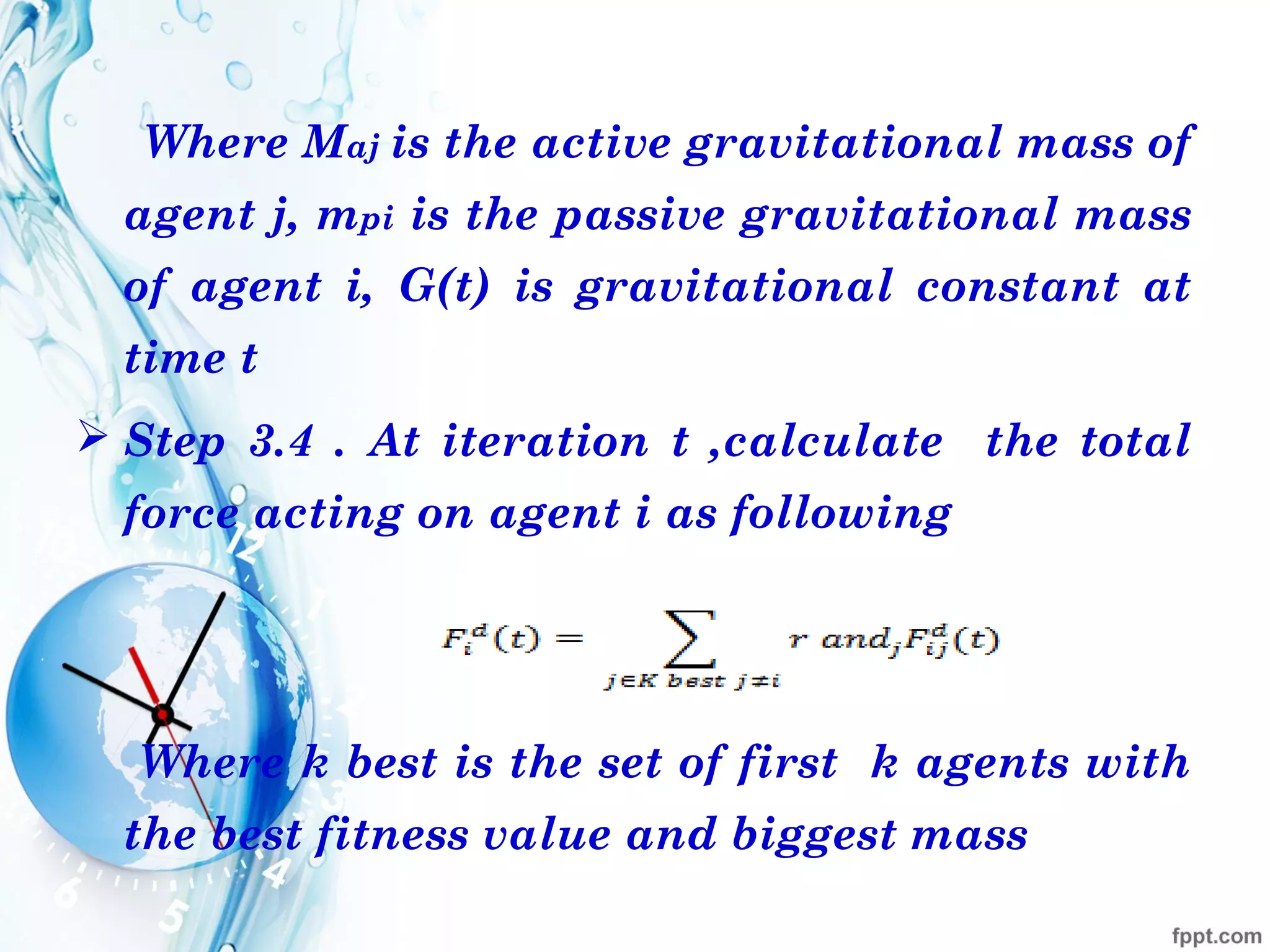 Gravitational search algorithm in optimization techniques | PPT