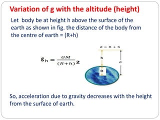 Gravitation, free fall, variation in 'g' and keplers law lecture wise | PPT