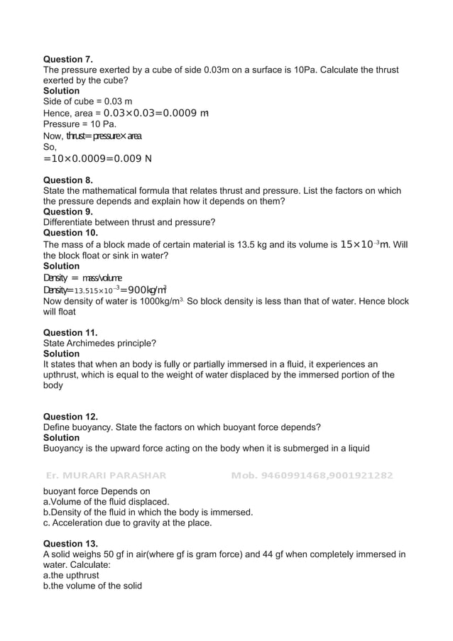 Gravitation numericals. Chapter 10 | PDF
