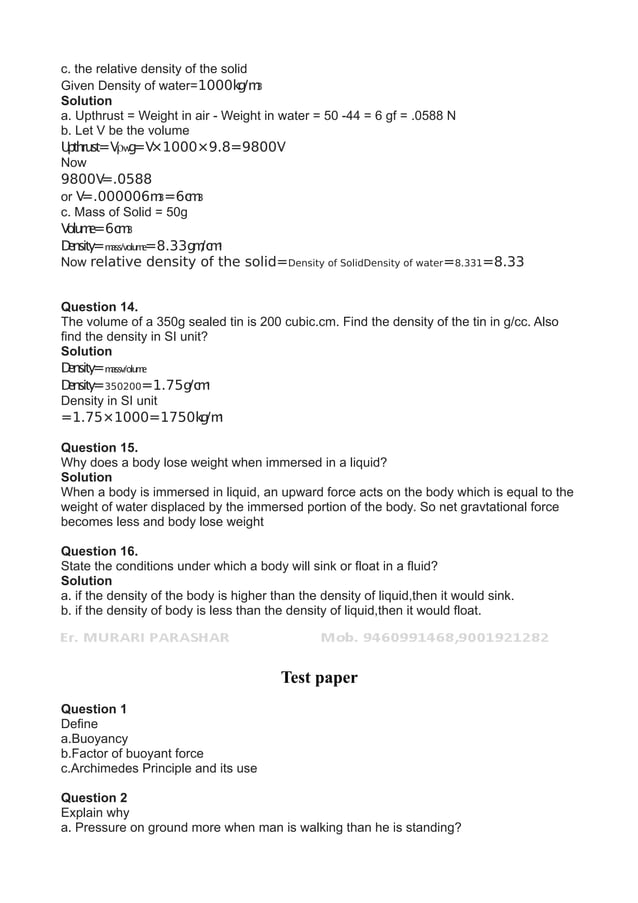 Gravitation numericals. Chapter 10 | PDF