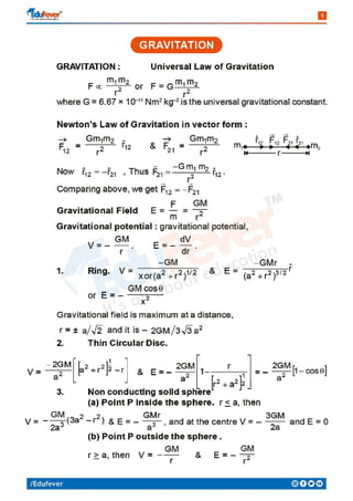 Gravitation - Physics Revision Notes | PDF