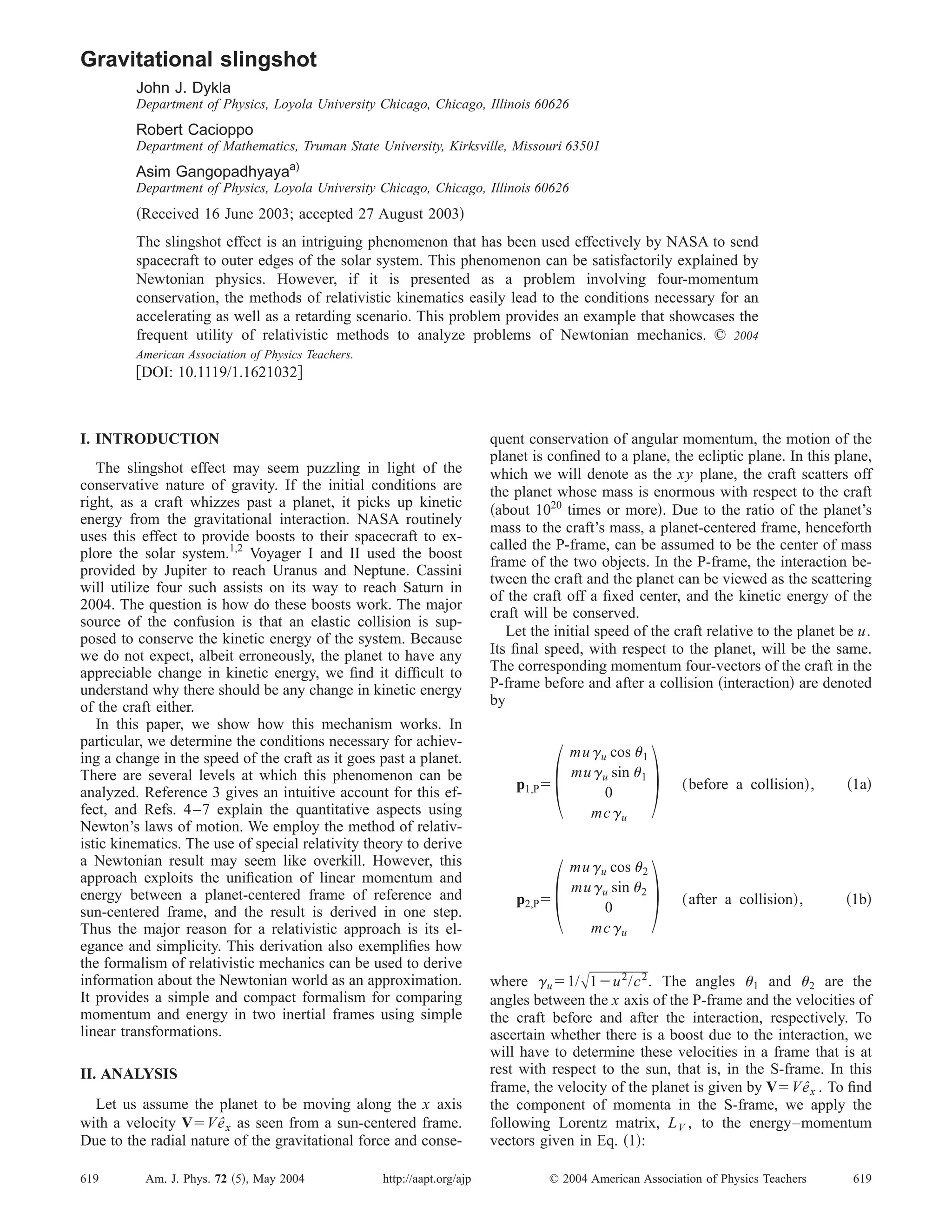 Gravitation sling shot + | PDF