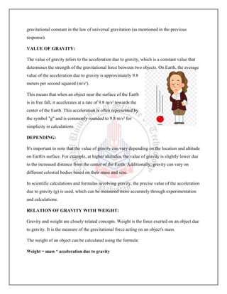 gravity report | DOCX | Physics | Science