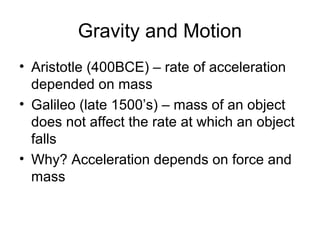 Gravity and motion | PPT | Physics | Science