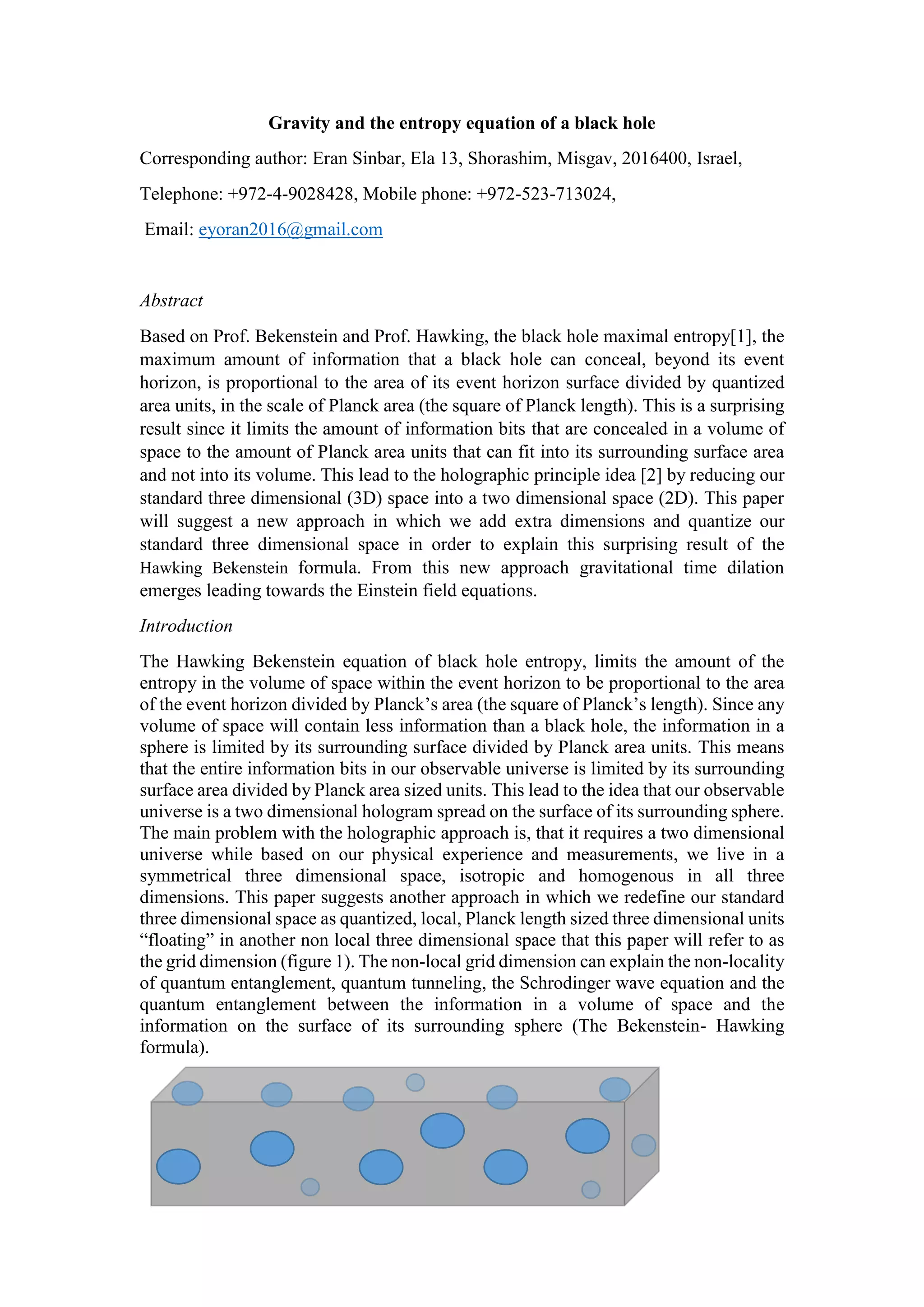 Gravity and the entropy equation of a black hole .pdf