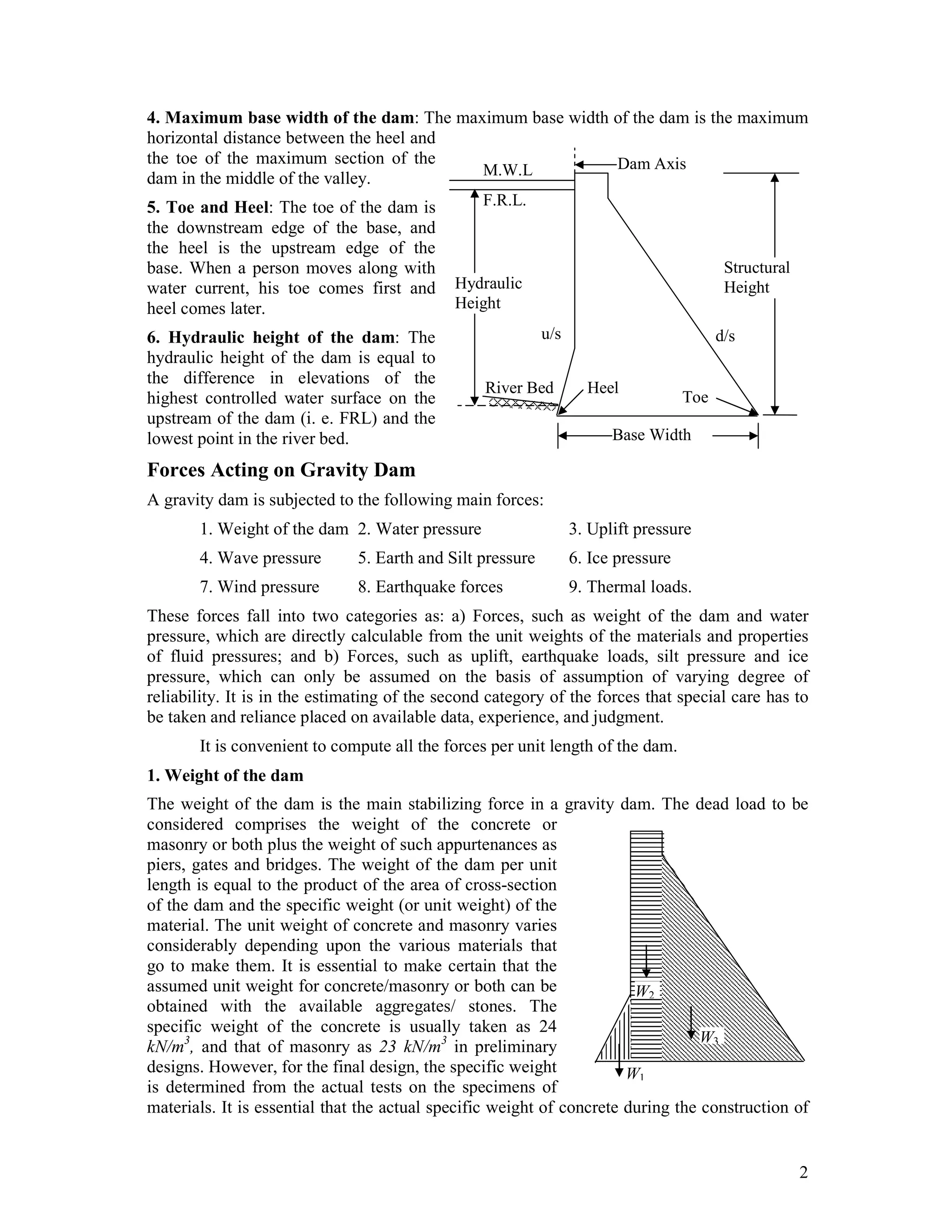 Gravity dam forces | PDF