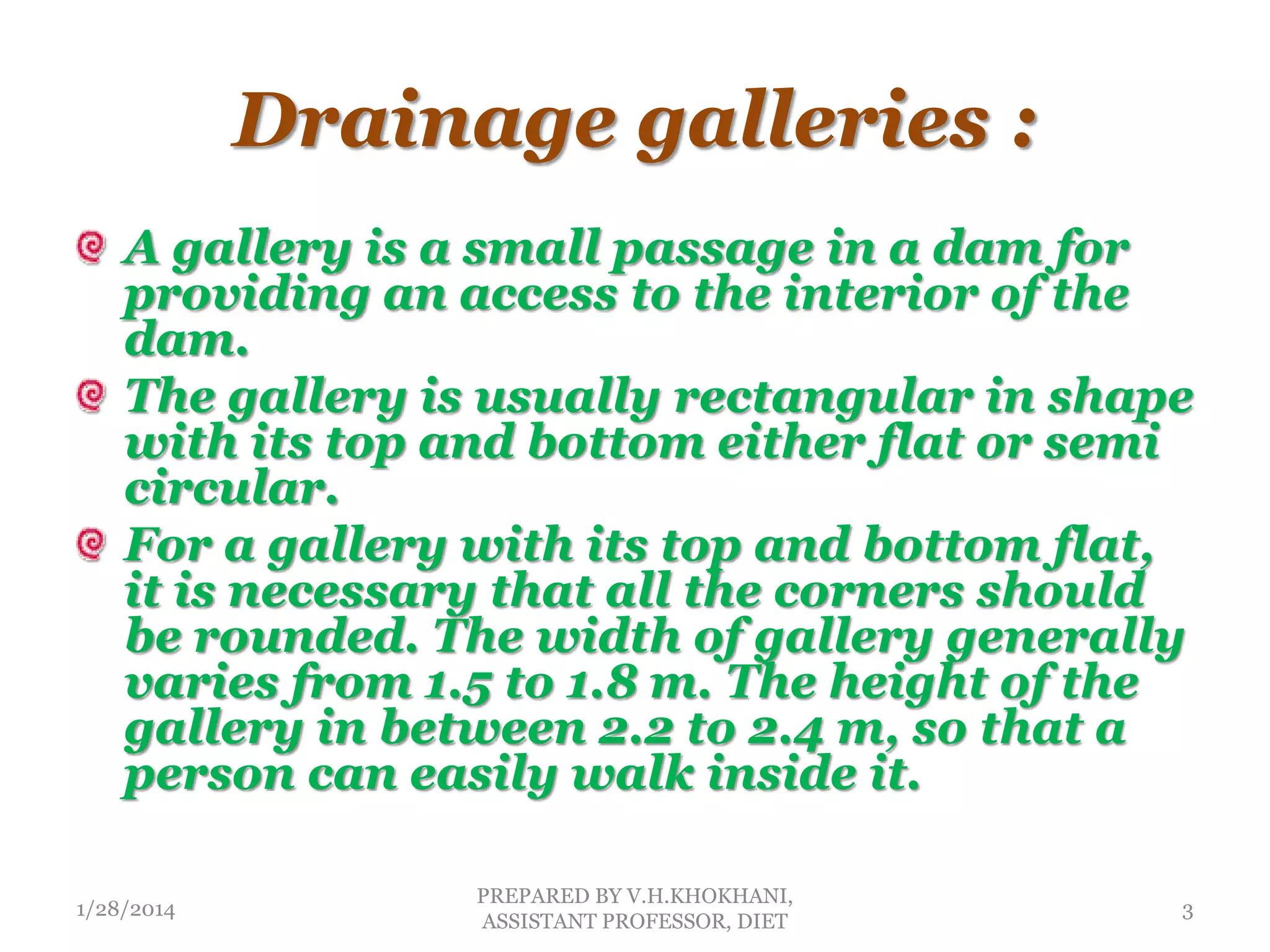 Gravity dams galleries | PPTX