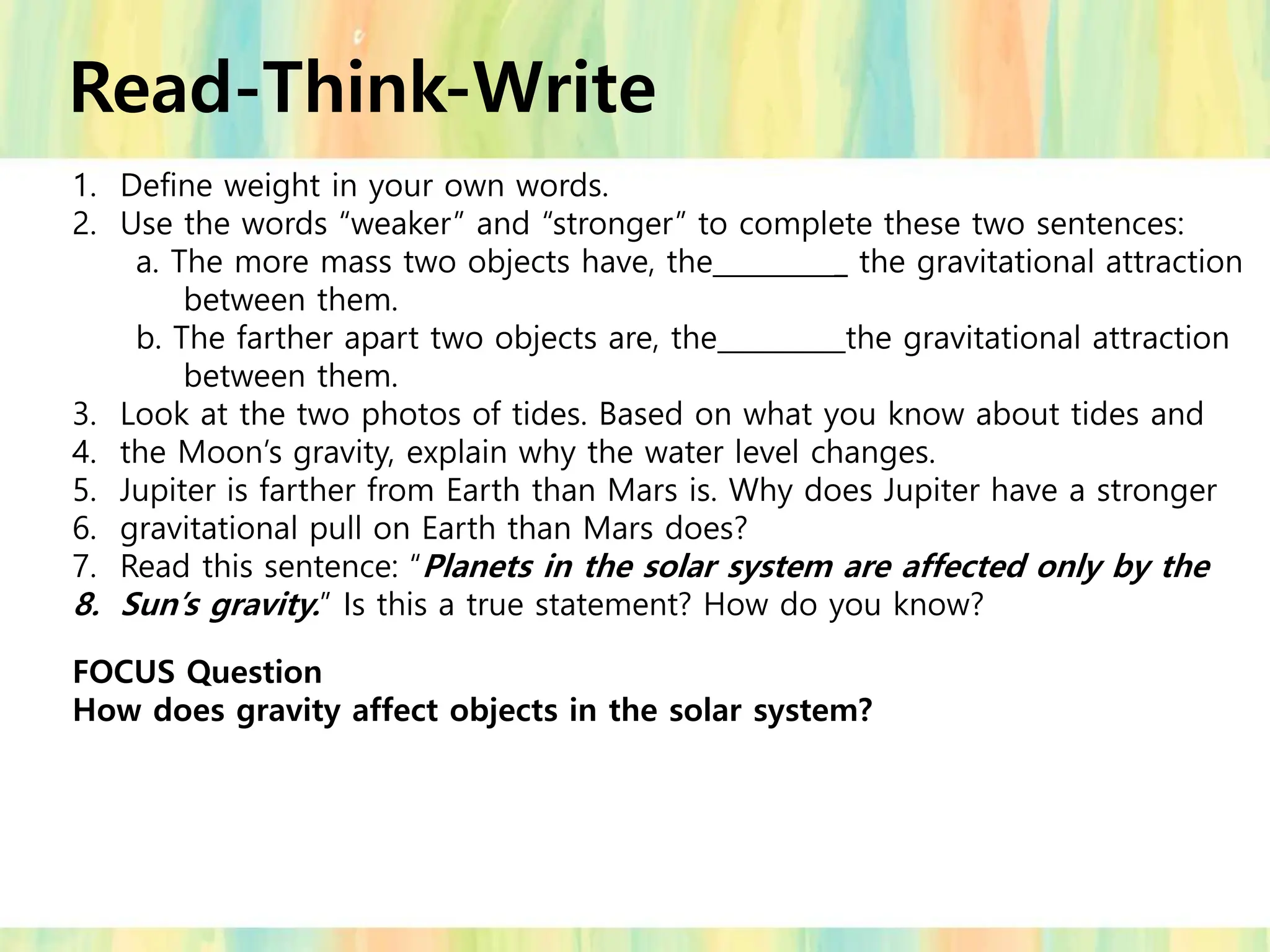 Gravity in the Solar System about the space and universe | PPTX