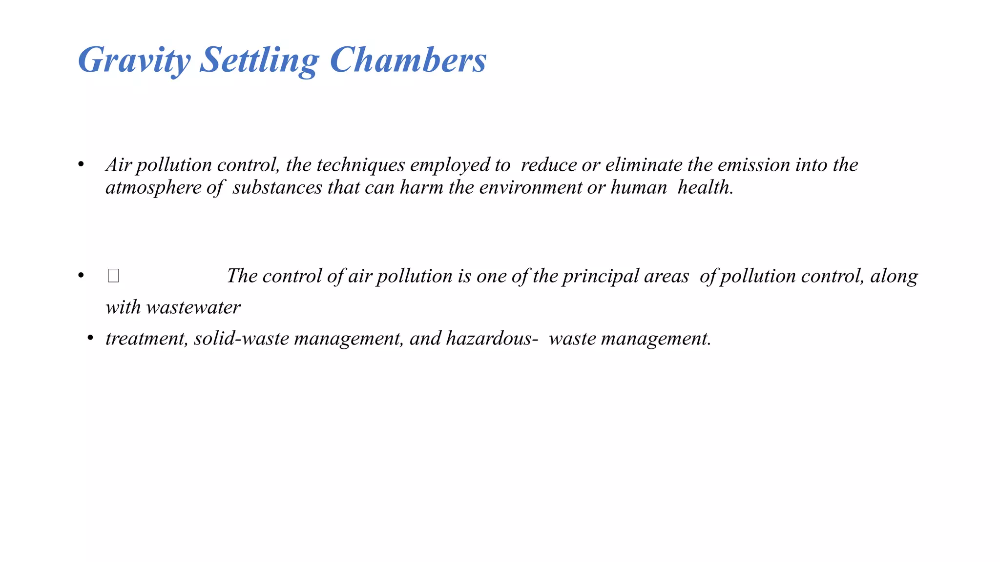 Gravity settling chamber | PDF