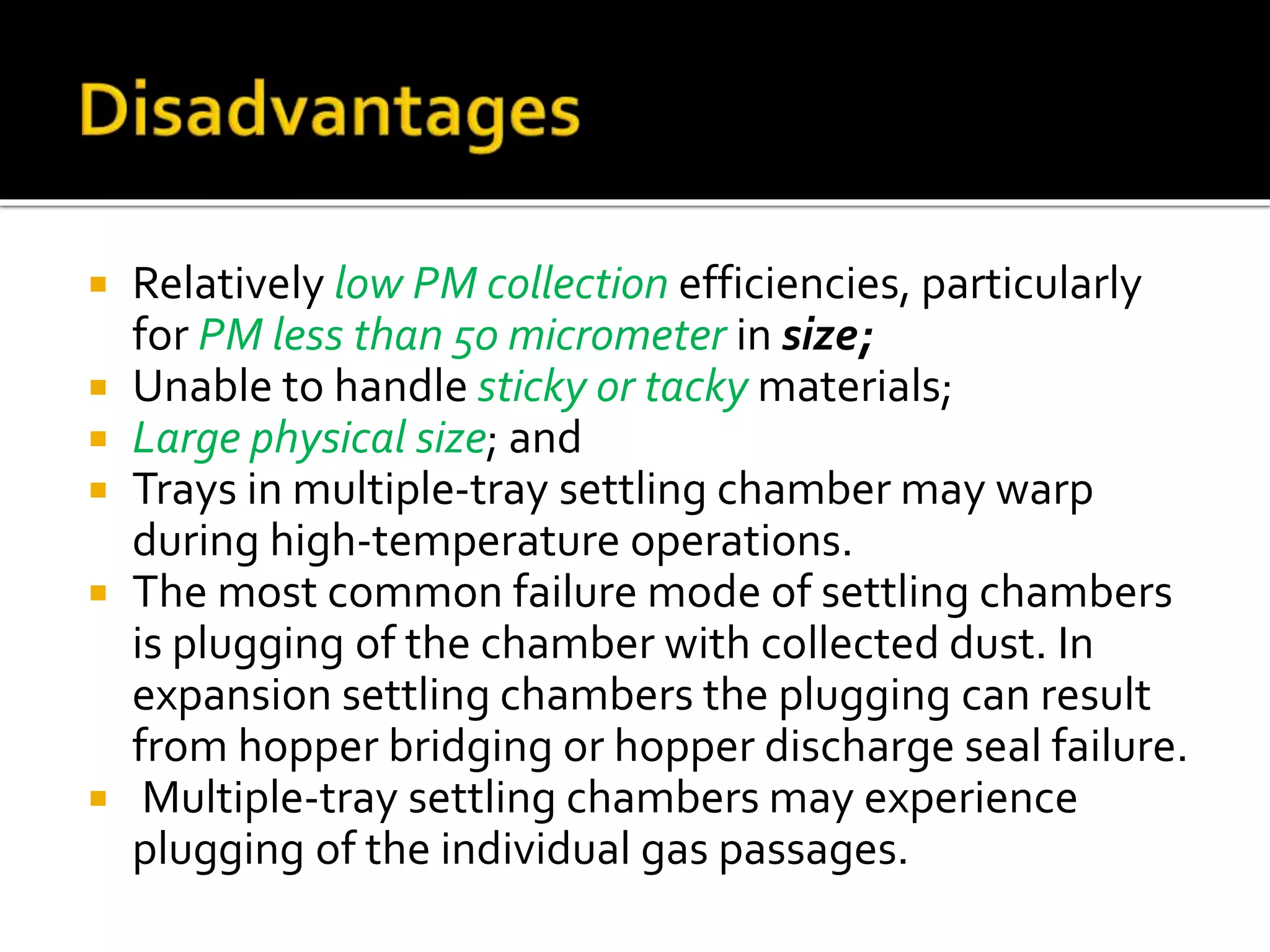 Gravity settling chambers for controlling air pollution | PPTX