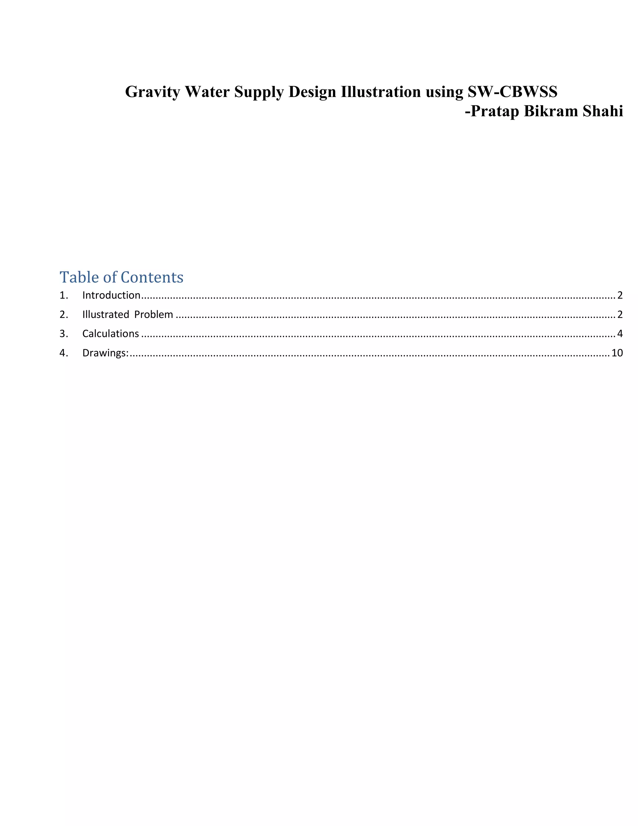 Gravity water supply design illustration using SW software | PDF