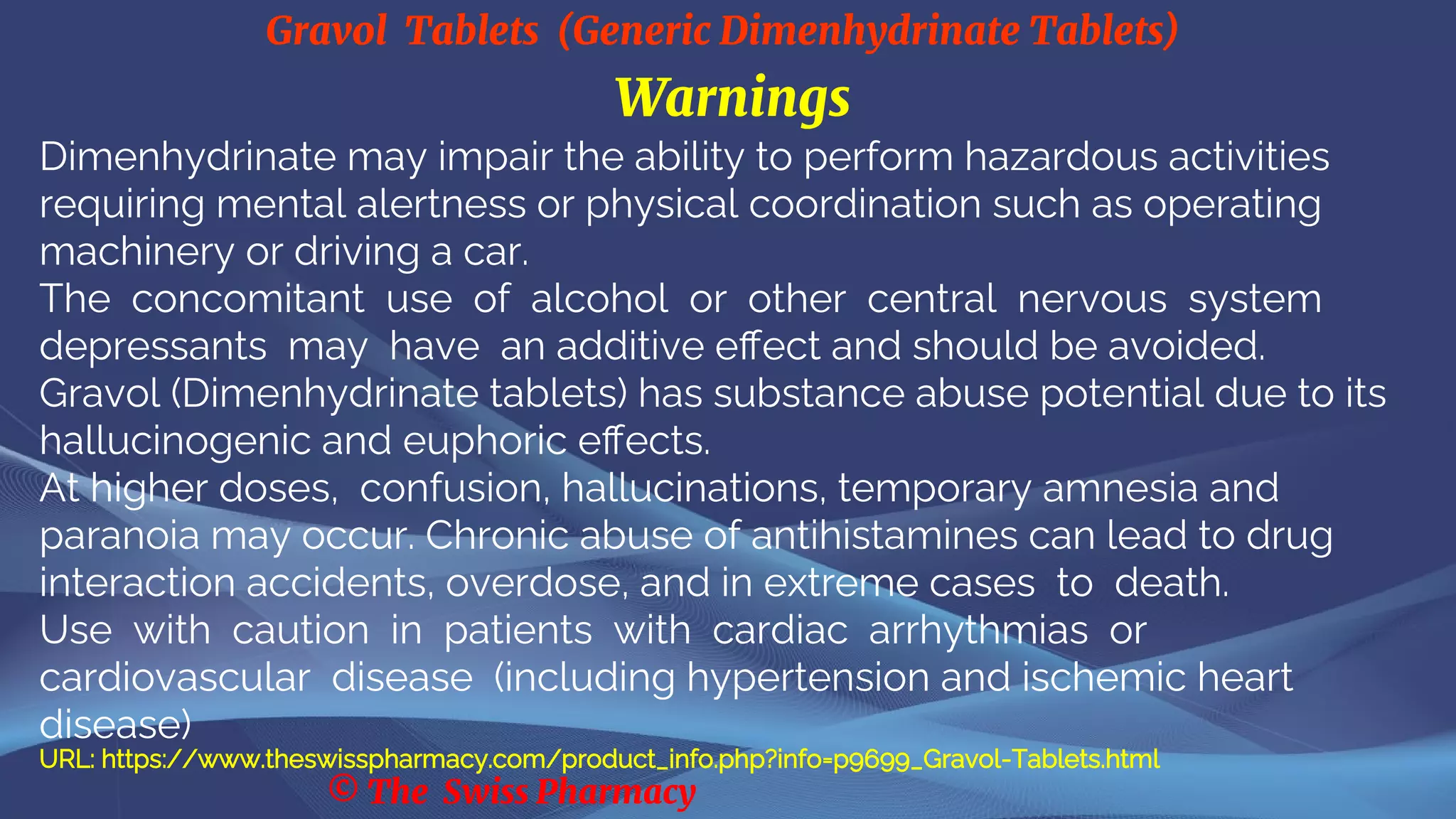 Gravol Tablets (Generic Dimenhydrinate Tablets) | PDF