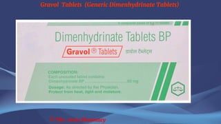 Gravol Tablets (Generic Dimenhydrinate Tablets) | PDF