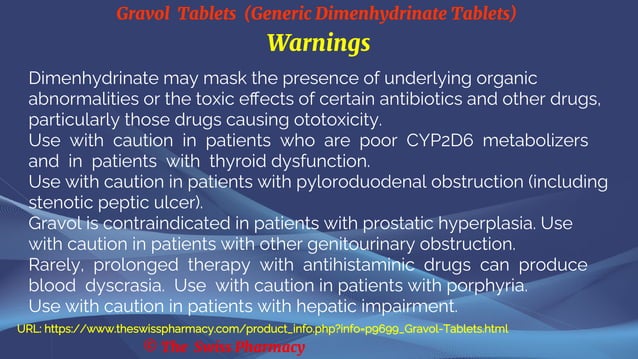 Gravol Tablets (Generic Dimenhydrinate Tablets) | PPT