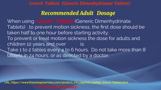 Gravol Tablets (Generic Dimenhydrinate Tablets) | PDF