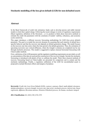 Stochastic modelling of the loss given default (LGD) for non-defaulted assets | PDF
